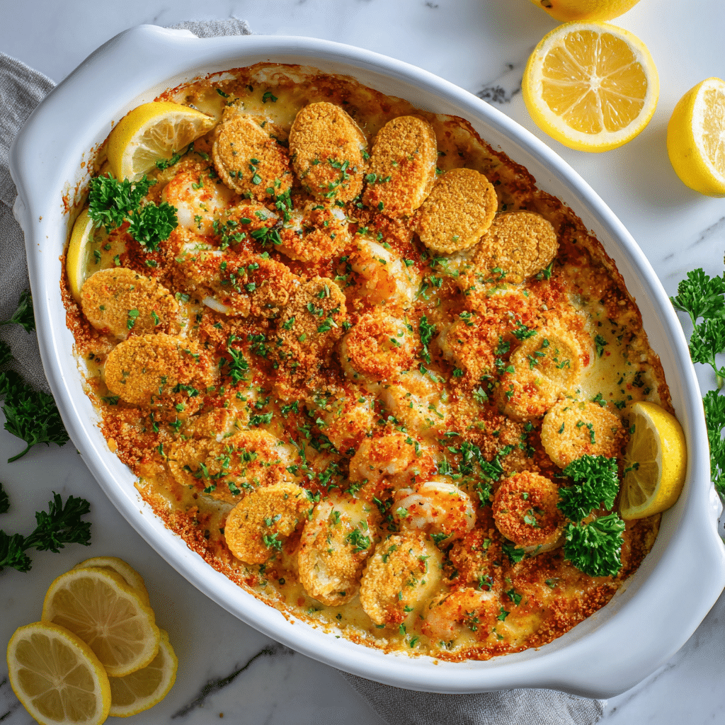 Seafood Casserole with Ritz Crackers (Creamy & Crispy!)